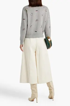 Autumn Cashmere Embellished Jacquard-knit Cotton Sweater