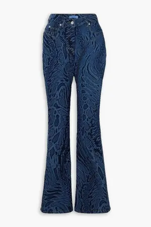 MUGLER Printed Mid-rise Flared Jeans