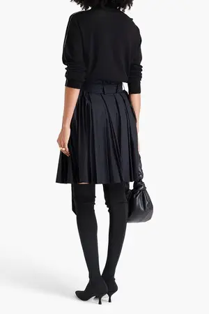 PETER DO Belted Pleated Sateen Skirt