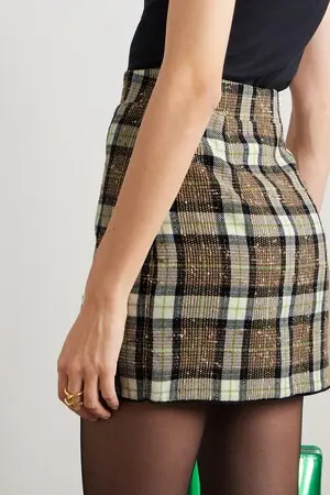 ROWEN ROSE Checked Tweed Mini Skirt