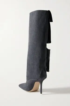 Attico Sienna Embellished Denim Knee Boots