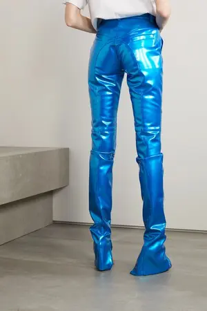 LAQUAN SMITH Metallic Latex Slim-leg Pants