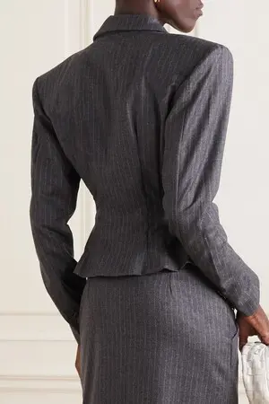 ROWEN ROSE Pinstriped Wool-cashmere Blazer