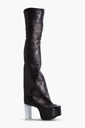 Rick Owens Grilled Sequined Thigh Boots