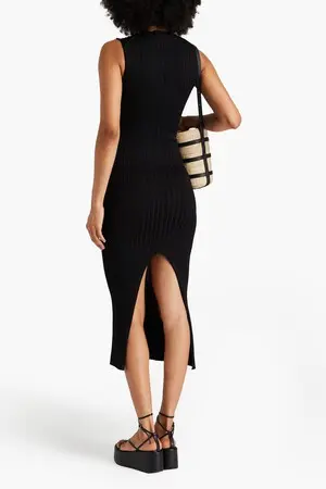 Marni Embroidered Ribbed-knit Midi Dress