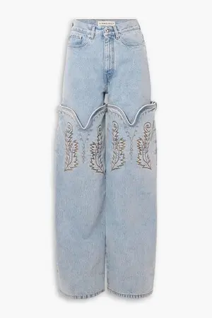 Y/project Evergreen Convertible Embroidered Wide-leg Jeans