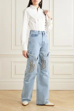 Y/project Evergreen Convertible Embroidered Wide-leg Jeans