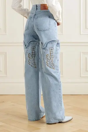 Y/project Evergreen Convertible Embroidered Wide-leg Jeans