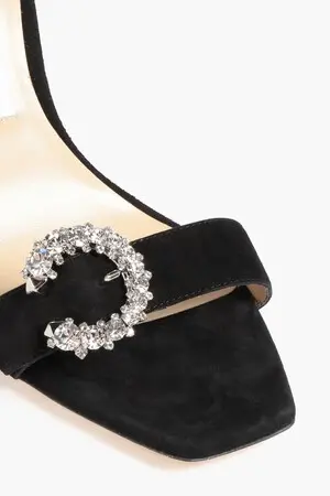 JIMMY CHOO Marsai 90 Embellished Suede Sandals - Black