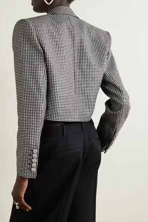 Alexandre Vauthier Cropped Houndstooth Wool-blend Blazer