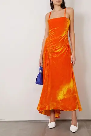 Proenza Schouler Gathered Velvet Maxi Dress