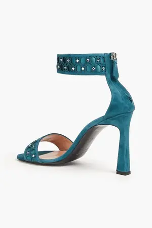 Alberta Ferretti Crystal-embellished Laser-cut Suede Sandals