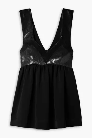 Proenza Schouler Sequined Hammered-crepe Tank