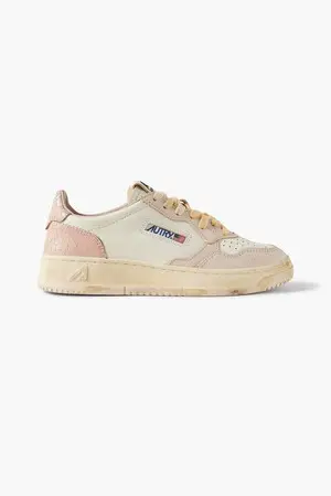 AUTRY Super Vintage Distressed Paneled Leather Sneakers - Blush