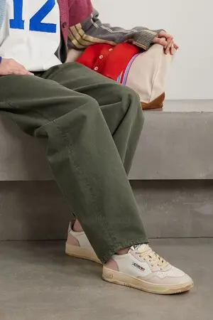AUTRY Super Vintage Distressed Paneled Leather Sneakers - Blush