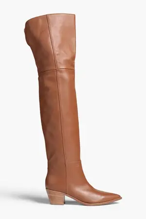 Women's Stacked Leather Heel Boots