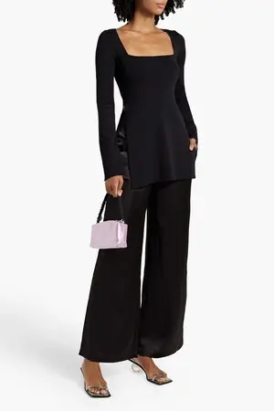 SIMONMILLER Bloo Pleated Satin Wide-leg Pants - Black