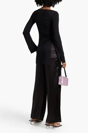 SIMONMILLER Bloo Pleated Satin Wide-leg Pants - Black