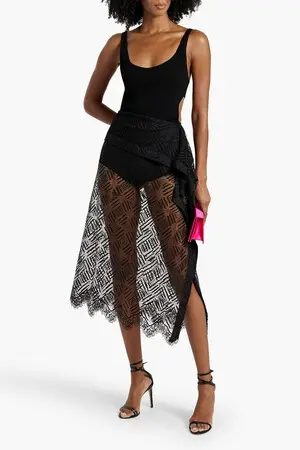 Michelle Mason Draped Cotton And Silk-blend Midi Skirt