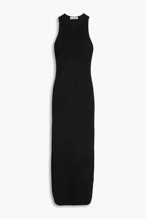 JIL SANDER Cutout Ribbed Wool Midi Dress