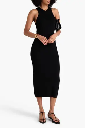 JIL SANDER Cutout Ribbed Wool Midi Dress