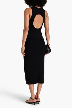 JIL SANDER Cutout Ribbed Wool Midi Dress