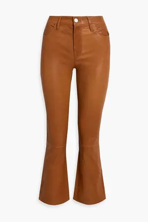 FRAME Le Crop Mini Boot Leather Bootcut Pants - Tan