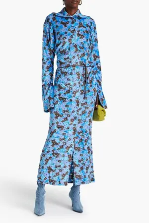 Acne Studios Belted Terry Jacquard Maxi Dress