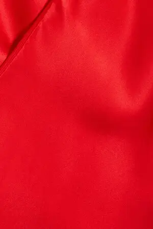 Michelle Mason Silk-satin Wrap Gown - Tomato Red