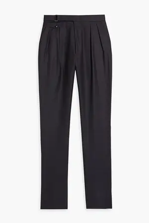 Canali Slim-fit Pleated Wool-blend Jacquard Trousers