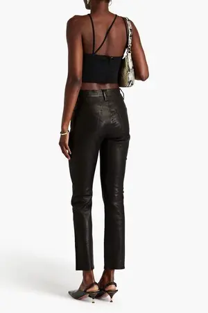 FRAME Leather Slim-leg Trousers