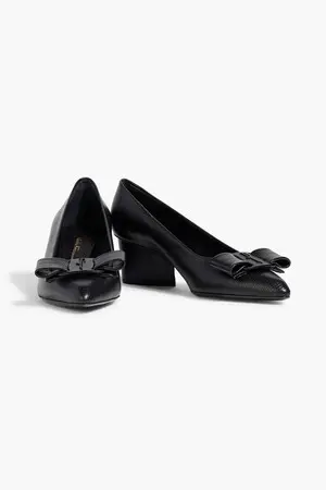 FERRAGAMO Viva Bow-detailed Lizard-effect Leather Pumps