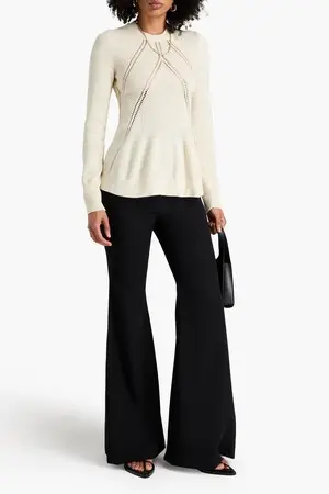 JIL SANDER Pointelle-knit Wool And Cotton-blend Sweater