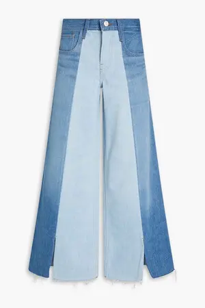 FRAME Split Seam Two-tone High-rise Wide-leg Jeans