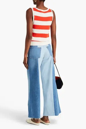 FRAME Split Seam Two-tone High-rise Wide-leg Jeans