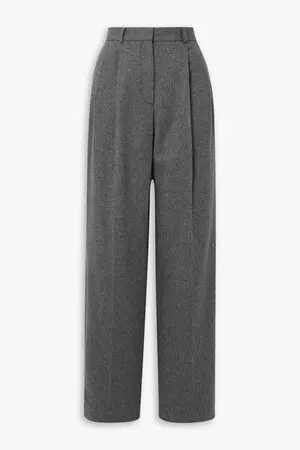TOTEME Pleated Wool-blend Pants - Dark Gray