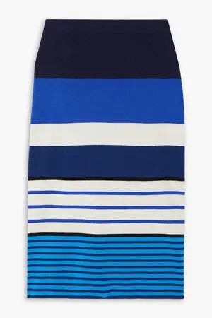 Clements Ribeiro Riviera Striped Cashmere Midi Skirt - Multicolor