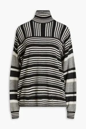 Autumn Cashmere Striped Cashmere Turtleneck Sweater