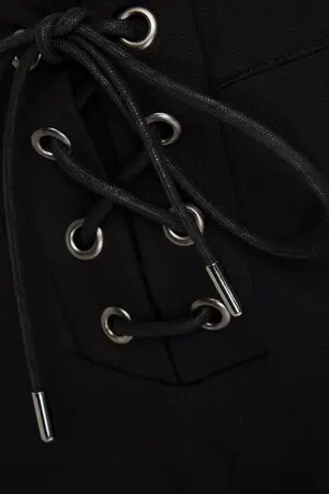 FRAME Lace-up Kick-flare Crepe Trousers
