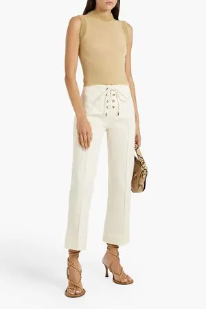 FRAME Lace-up Kick-flare Crepe Trousers - Ivory