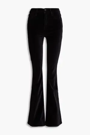 FRAME Le High Flare Velvet Pants - Black