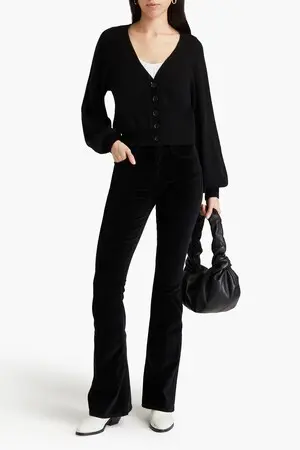 FRAME Le High Flare Velvet Pants - Black