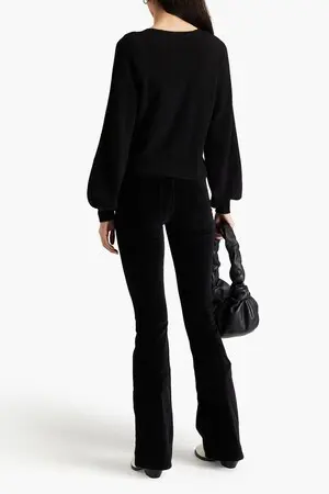 FRAME Le High Flare Velvet Pants - Black