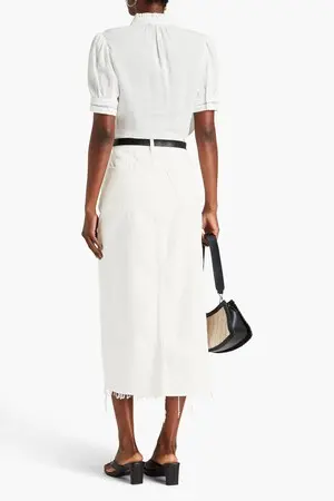 FRAME The Midaxi Frayed Denim Midi Skirt - Ivory