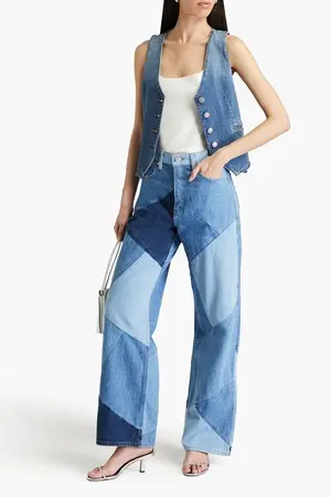 FRAME High N Tight Patchwork Straight-leg Jeans