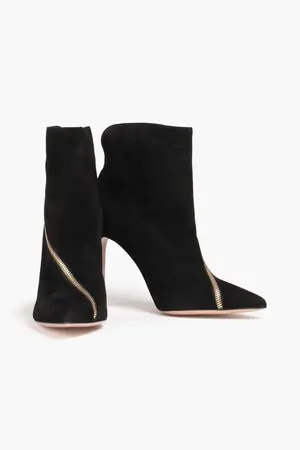 GIANVITO ROSSI Zip-detailed Suede Ankle Boots