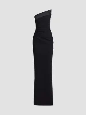Chiara Boni La Petite Robe Tawia Asymmetric Strapless Gown - Black