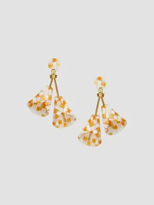 Lele Sadoughi Calla Lily 14k Gold-plated & Acetate Checkered Earrings - Wicker