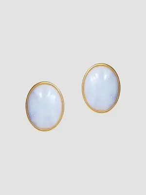 Lele Sadoughi Reflection 14k-gold-plated & Resin Button Earrings - Blue Lace Agate