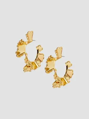 Lele Sadoughi Ruffle 14k--plated Hoop Earrings - Gold